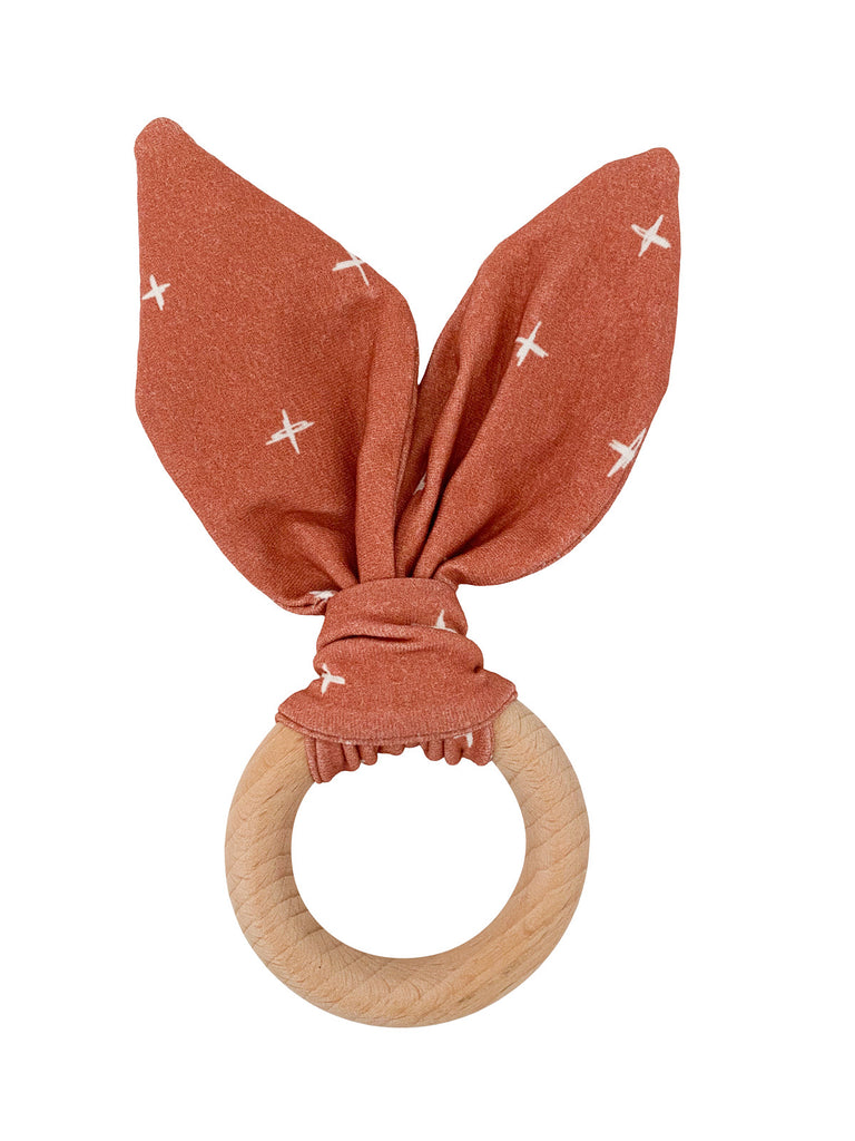 Crinkle Bunny Ears Teether- Rust – Chewable Charm