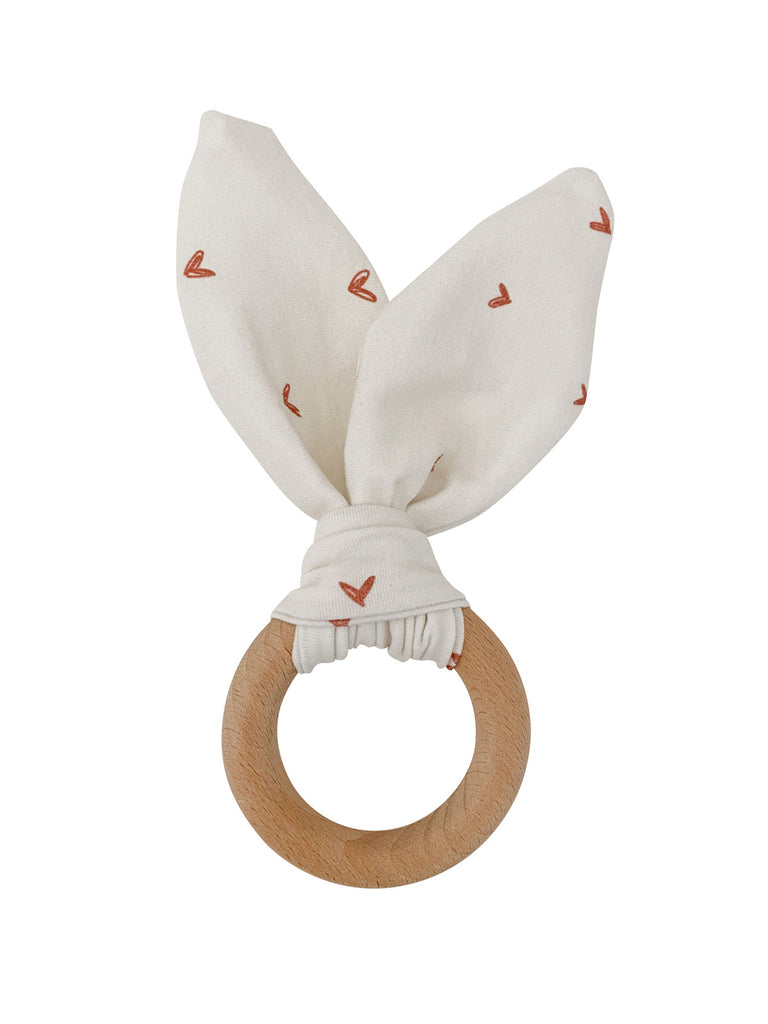 Crinkle Bunny Ears Teether- Rust Hearts – Chewable Charm